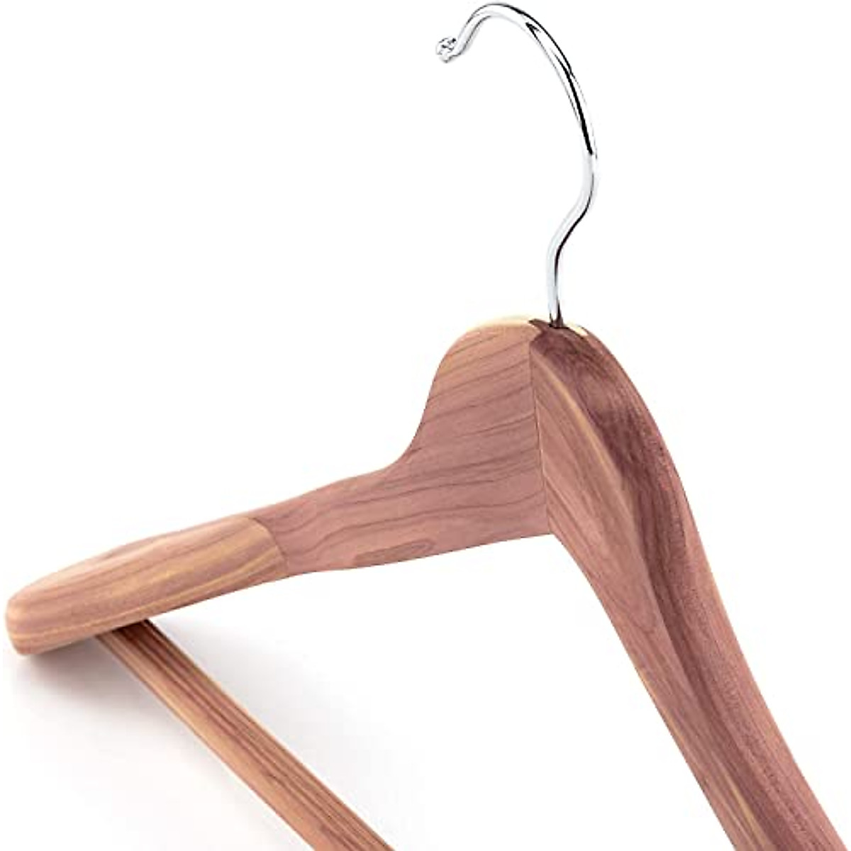 HANGERWORLD 5 Cedar Wood 17.7inch Suit Hangers with Broad Shoulders and Non-Slip Ridged Trouser Bar