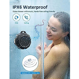 Outdoor Waterproof Bluetooth Speaker,Kunodi Wireless Portable Mini Shower Travel Speaker with Subwoofer, Enhanced Bass, Built in Mic for Sports, Pool, Beach, Hiking, Camping (Black)