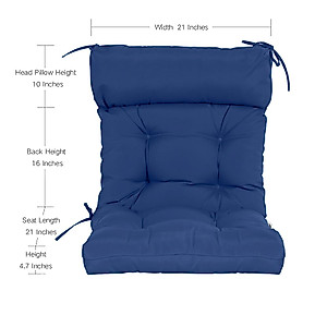 QILLOWAY Indoor/Outdoor High Back Chair Cushion,Tufted, Replacement Cushions - Pack of 4. (Navy)