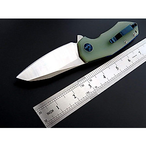 Eafengrow 0456 Folding Knife G10 Handle D2 Blade Ball Bearing Flipper Hunting Knife Pocket Camping Survival Outdoor Knife (Jade)