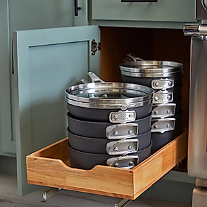 Calphalon Premier Space Saving 1.5 Quart Sauce Pan with Lid, Hard-Anodized Nonstick Cookware with MineralShield Technology, Dishwasher and Oven Safe