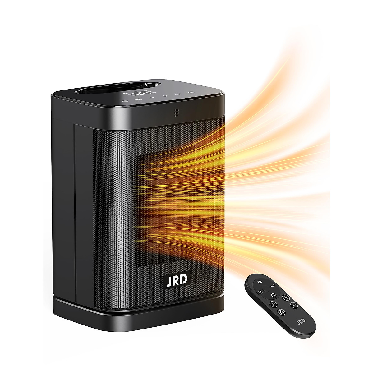 Space Heater Indoor, JRD 1500W PTC Portable Electric Heater with 80°Oscillation, Thermostat, 12h Timer, Fast Heat, Eco Mode, Remote, Small Quiet Safe Room heater Desk Heater for Office Bedroom Home