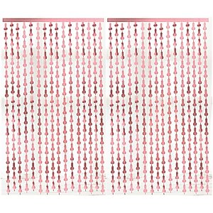 Bachelorette Party Decorations Rose Gold Fringe Curtains Bridal Shower Decorations Wedding Decor Party Rose Gold Backgrounds (2 Pack 3.2 x 6.6 ft)