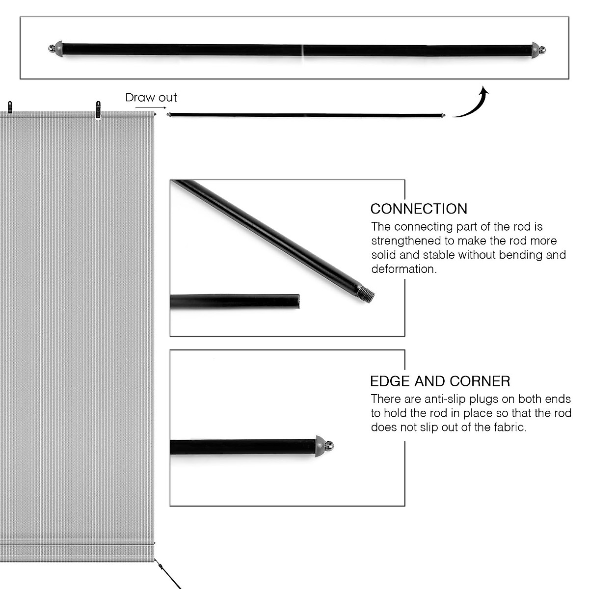 Patio Paradise Shades Roll Up Outdoor 8'Wx6'H Roller Shade Exterior Patio Blinds for Outside Porch Deck Balcony Pergola Carport, Light Grey