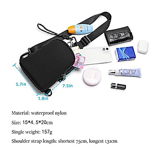 iRanjuli Phone Chest Sling Bags Women Travel Waterproof Shoulder Daypacks Small Cross Pack Men Black Sport Bags with Keychain