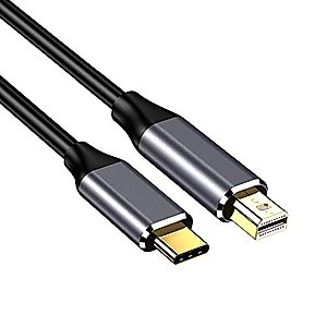 USB-C(The Source) to Mini Displayport Cable, 4K@60hz 6ft Male to Male USB C to Mini DP Video Convert Cable Compatible with USB-C Devices Connect to LED Cinema Display etc Enabled Mini DP Monitors
