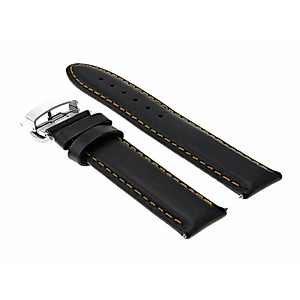 Ewatchparts 20MM SMOOTH LEATHER WATCH BAND STRAP DEPLOYMENT BUCKLE CLASP COMPATIBLE WITH IWC BLACK OS