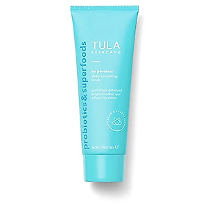 TULA Skin Care So Poreless Exfoliating Blackhead Scrub | Powerful and Gentle Exfoliation, Refreshing and Smoothing, Contains Probiotic Extracts, Volcanic Sand, Pink Salt, and Witch Hazel | 82 g