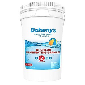 Doheny's Di-Chlor Granular Chlorine | Pro-Grade 3-in-1 Pool Chlorine Granules Sanitizer, Shock and Algaecide! | Fast-Dissolving | Highly-Concentrated 56% Available Stabilized Chlorine | 50 LB Bucket