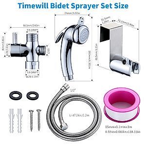 Timewill Handheld Bidet Toilet Sprayer Kit, Baby Cloth Diaper Sprayer for Toilet, Bathroom Muslim Shower, Portable Shower Water Spray Bidet Attachment