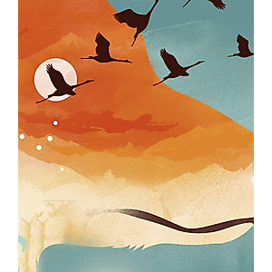 Japanese Fox Art Print - Traditional Ukiyo-e Wall Art 18 x 24 Unframed Cherry Blossom Ocean Waves Spiritual Home Decor Japanese Artwork Whimsical Animal Print Calming Wall Hanging