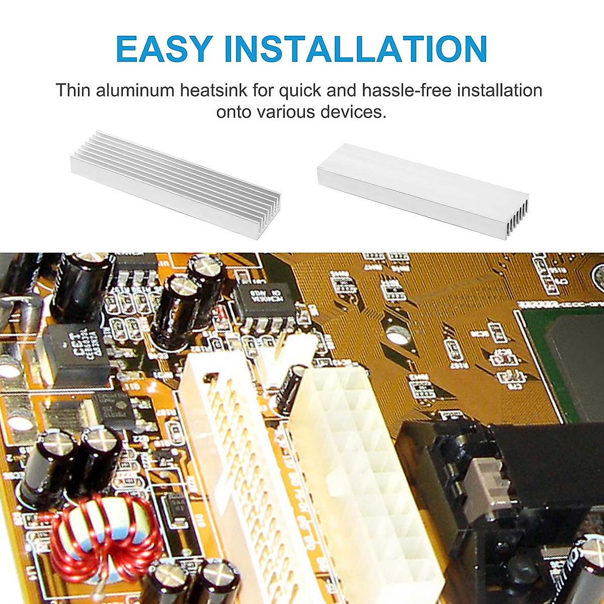 uxcell 5 Pcs Aluminum Heat Sink, Silver Tone Aluminium Radiator Heatsink Cooling Fins Cooler for Led Amplifier Transistor IC Module, 100x25x10mm/4 x1 x0.4