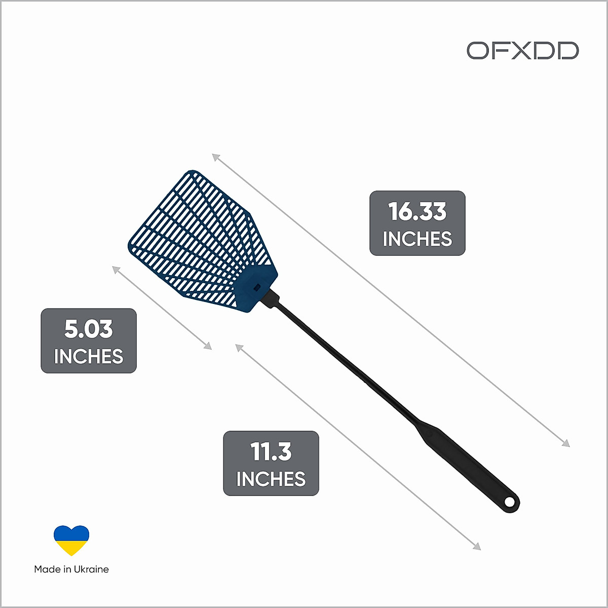 OFXDD Rubber Fly Swatter, Long Fly Swatter Pack, Fly Swatter Heavy Duty, Black and Blue Colors (3 Pack)