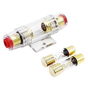 Carviya in-line AGU Fuse Holder for 4-10 Gauge AWG Wire / 6 Gauge & 8 Gauge/with Two 100A AGU Fuses for Car Audio/Alarm/Amplifier/Compressors/Auto Parts/Automotive/Marine/Industrial (100Amp, 1 Pack)