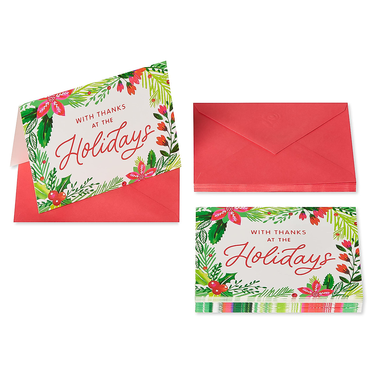 American Greetings Blank Christmas Thank You Cards with Envelopes, Holly (25-Count)