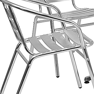 Flash Furniture 31.5'' Square Aluminum Indoor-Outdoor Table Set with 4 Slat Back Chairs