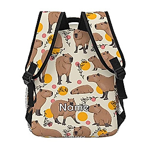 Personalized Funny Capybara Backpack for School Custom Name Boys Girls Schoolbag