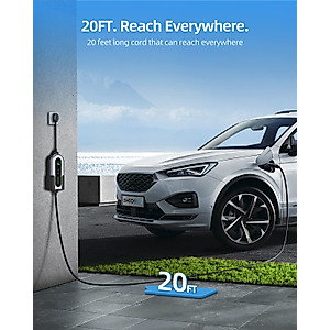 ShockFlo G1 Level 2 EV Charger (40Amp, 240V, NEMA 14-50P), Wall-Mounted EVSE SAE J1772 EV, Portable Electric Vehicle Charger with Adjustable Current/Timing Delay, Plug-in Home EV Charging Station