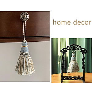 BEL AVENIR Mix Blue Tassels Key Tassel with Loops Handmade Craft Charms DIY Accessories Elegant Soft Making Curtain Home Decoration (Mix Blue, 2 pcs)