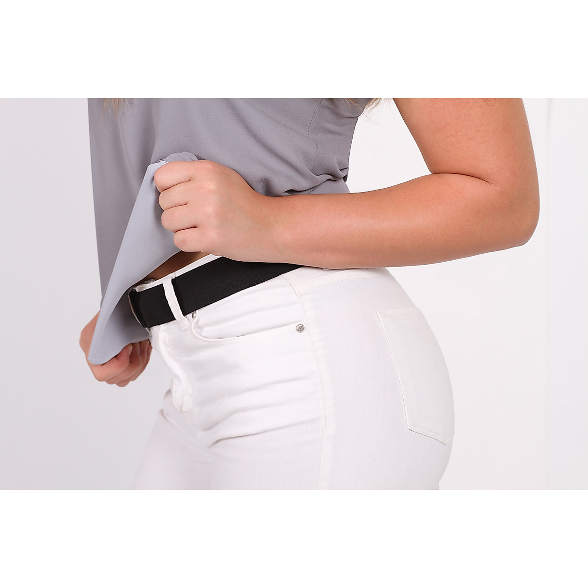 The InfinityBelt Women's Stretchable Elastic No-buckle Belt Small Black