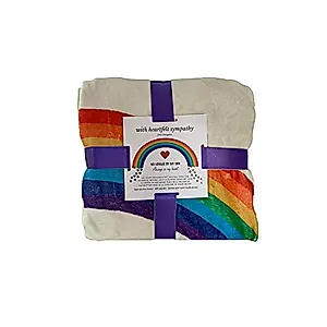 Catrageous Pet Memorial Blanket - Over The Rainbow Bridge Bereavement Gift for Dog or Cat Loss - with Comforting Heartfelt Sentiment and Colorful Pawprints