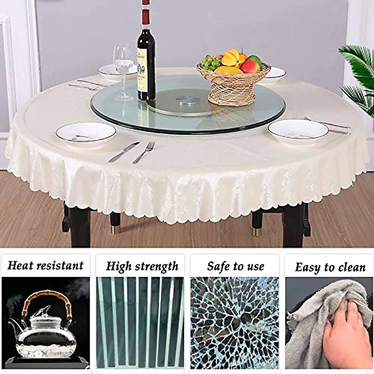 Lazy Susan,Tempered Glass Rotating Tray Tempered Glass Round Turntable Rotating Serving Tray Tempered Glass Lazy Susan for Dining Table Rotating Tray Glass Serving Plate (31 inch)