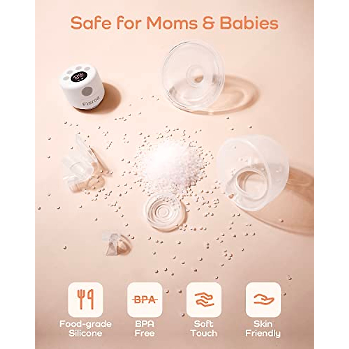 Fisroa Hands Free Breast Pump, Double Wearable Breast Pumps for Breastfeeding, Electric Portable Wireless Breast Extractor with 2 Modes & 9 Levels Low Noise, LCD Display and Memory Function