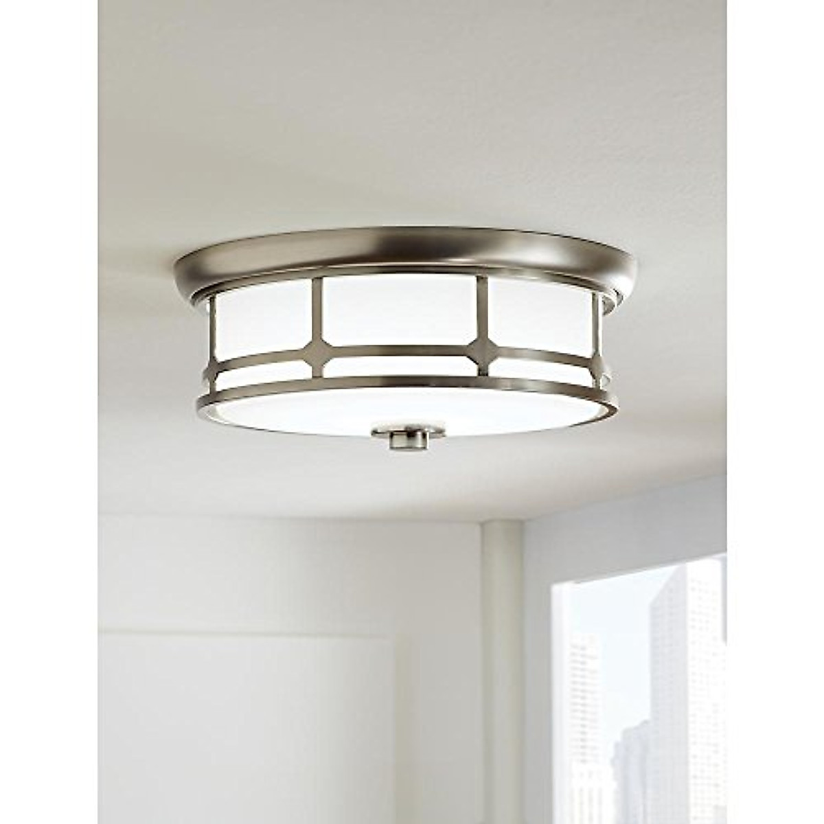 Home Decorators Collection 14 in. Brushed Nickel LED Flushmount