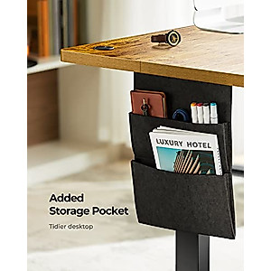Marsail Standing Desk Adjustable Height, Electric Standing Desk with Storage Bag, Stand up Desk for Home Office Computer Desk Memory Preset with Headphone Hook, 48 * 24 Inch, Rustic