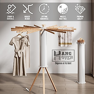 Collapsible Tripod Drying Rack – Foldable Laundry Stand, Indoor & Outdoor Holder for Clothing - Space Saving Hanger with 16 Poles and 315 inches Capacity, Octopus Style Clothes Garment Rack