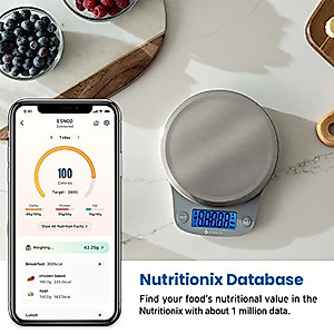 Etekcity Nutrition Smart Food Kitchen Scale, Digital Ounces and Grams for Cooking, Baking, Meal Prep, Dieting, and Weight Loss, 11 Pounds-Bluetooth, 304 Stainless Steel