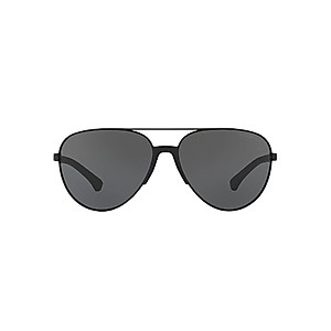 Emporio Armani Men's EA2059 Aviator Sunglasses, Matte Black/Grey, 61 mm