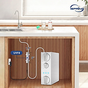 iSpring UVF8 LED UV Water Filter, Add-on Kit for Under Sink Water Filtration Systems, Mercury-Free, Stainless Steel
