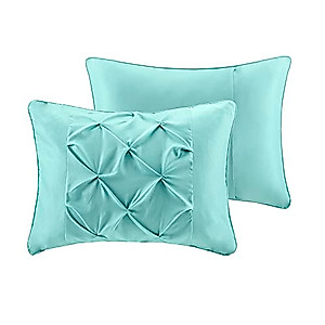 Intelligent Design Complete Bed In A Bag Casual Boho Comforter with Sheet Set Decorative Pillow, All Season Bedding Set, Queen, Vinnie Aqua 8 Piece