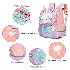 SUN EIGHT Toddler Backpack for Girls Lunch backpack Cute 3D Animal Waterproof Schoolbag School Bag for Baby Girl Boy 2-5 Years（Rabbit）