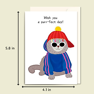 The Gimmo's Tale Cute Card for Cat Lover with PAWS - (Envelopes, Stickers Included)