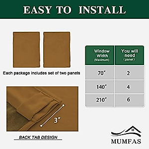 MUMFAS Velvet Curtains 84 Inches Long 2 Panels Gold Amber Brown, Super Soft Heavy Duty Luxury Drapes for Bedroom Living Room Darkening Curtains Urban Decor (Caramel Brown Rod Pocket&Back Tab)