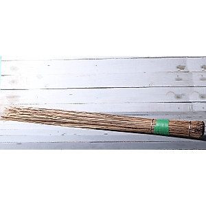 3 Piece of 32 inch Multi-Surface Sturdy Outdoor Authentic Coconut Leaf Broom Asian Heavy Duty Broom Thai Natural Coconut Leaf Broom (Country Rustic)