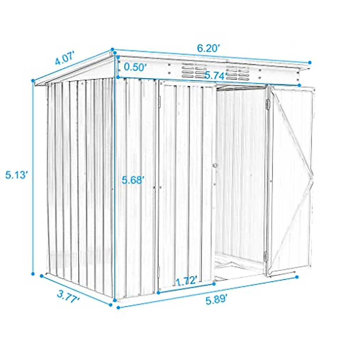 6' x 4' Outdoor Storage Shed, Metal Garden Shed, Backyard Storage Shed with Double Lockable Doors,can be Used as Bike shed, Trash can shed, Tool shed,pet shed,Black