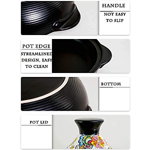 Ceramic Tagine Pot 2L Ceramic Casserole with Flower Pattern|Tagine Pot With Lid for Braising Slow Cooking|Without Lead Cooking Healthy Food