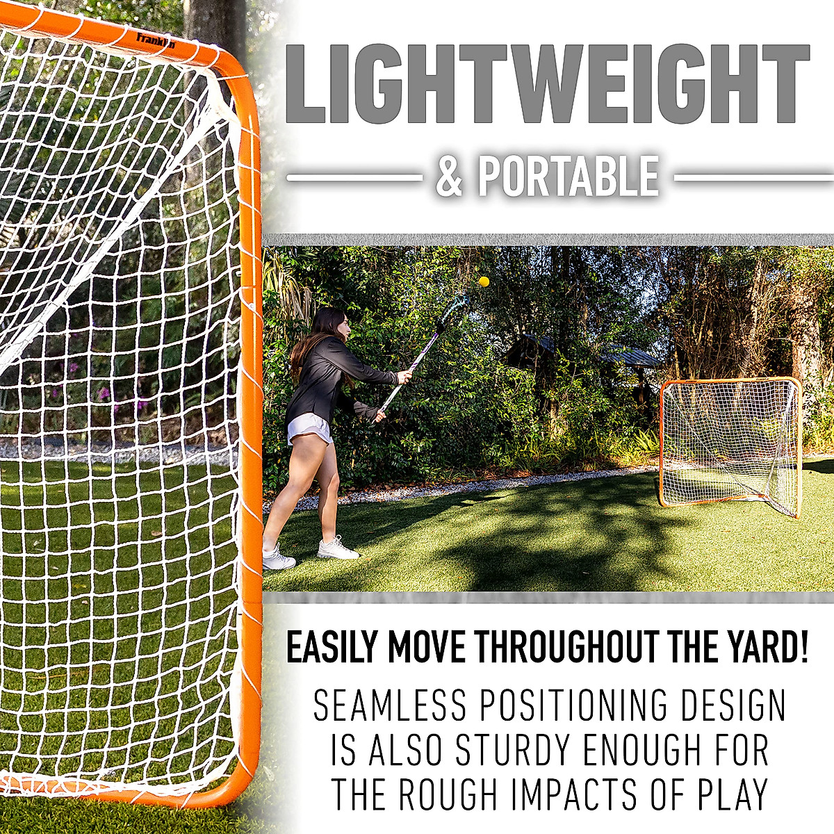 Franklin Sports Backyard Lacrosse Goal - Kids Lacrosse Net/ Equipment - Perfect for Youth Training - 48" x 48", orange