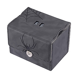 Zoopin Leather Deck Box with Built-in Spinning Life Counter (Black)