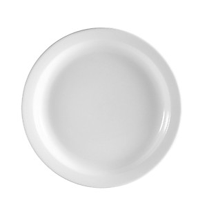 CAC China NCN-8 Clinton Narrow Rim 9-Inch Super White Porcelain Plate, Box of 24