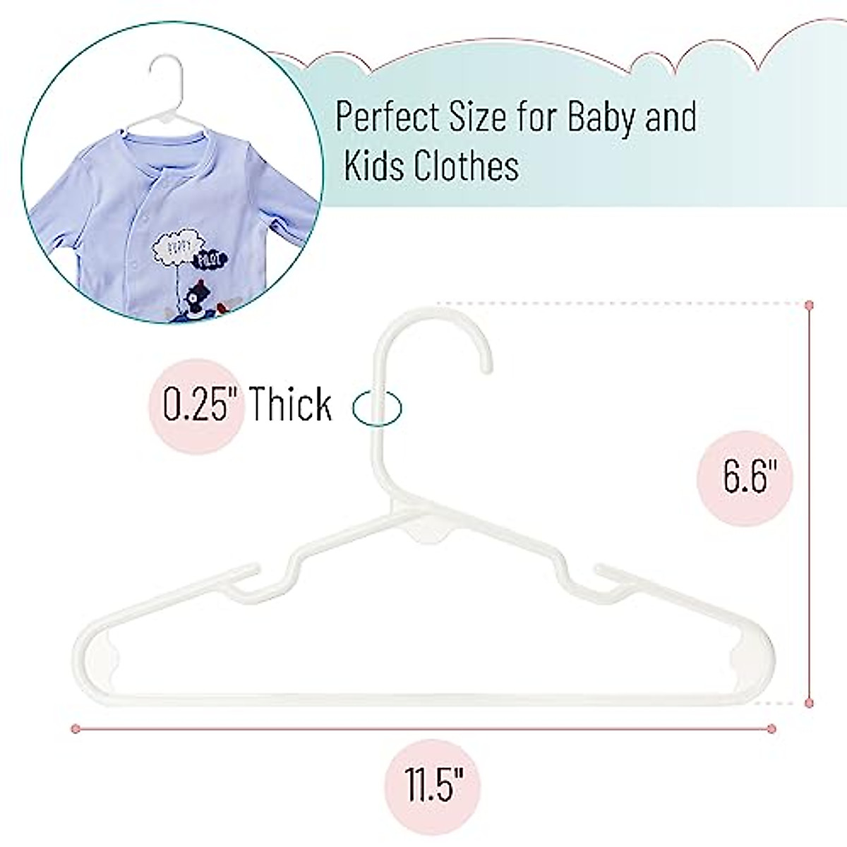 Mr. Pen- Plastic Baby Hangers, 20 Pack, White, Baby Hangers for Closet, Baby Clothes Hangers, Toddler Hangers for Nursery, Kid Hangers, Infant Hangers, Kids Clothes Hanger, Hangers for Baby Clothes