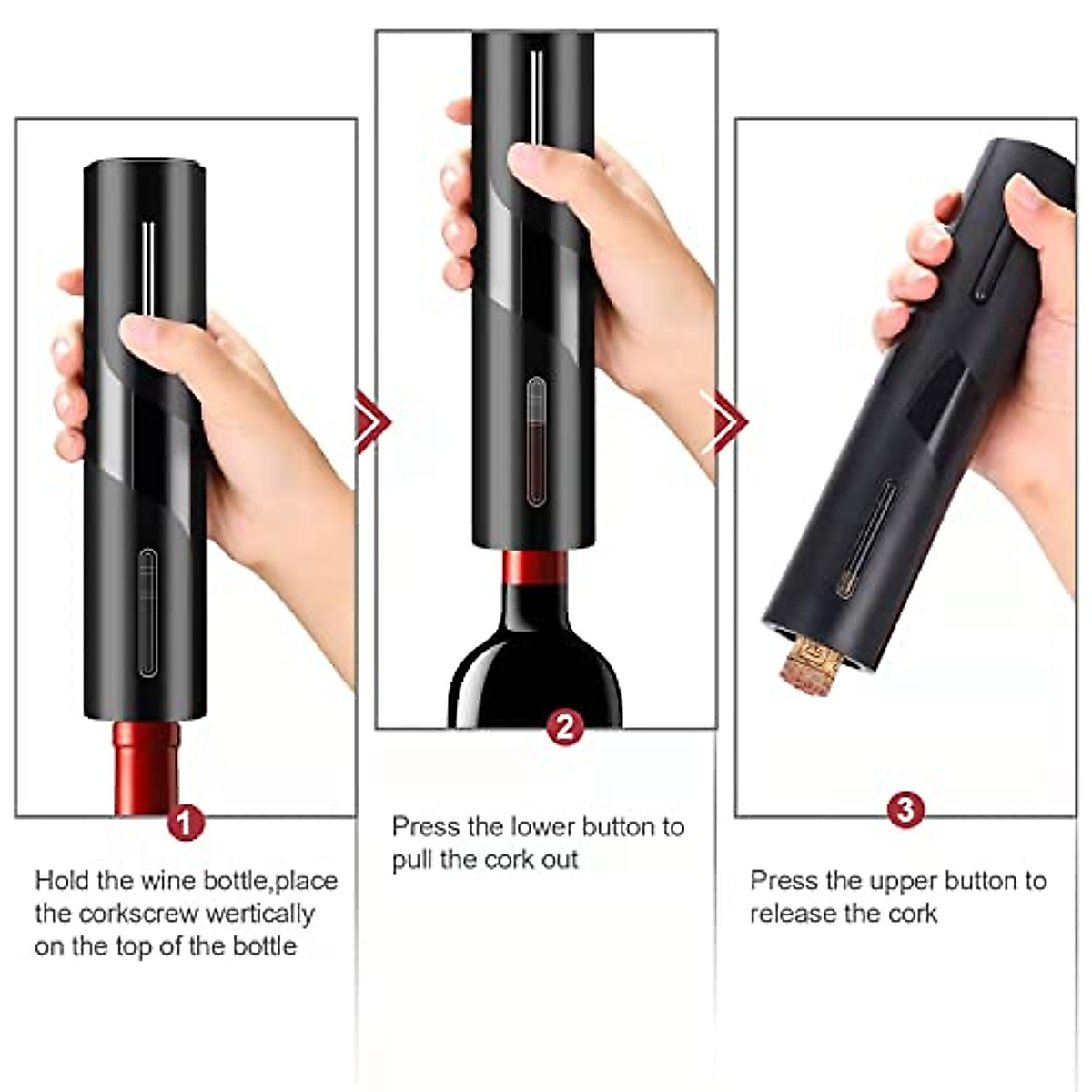 Electric Wine Opener Set ,Wine Bottle Opener Gifts for Home Kitchen,Wine Gifts for Wine Lovers, 5 in 1 Automatic Wine Bottle Opener with Foil Cutter Vacuum Stoppers Pourer