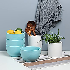 Vasa Casa Ultra-Deep 30 Ounces Soup Bowls, Large Cereal Bowls, Ceramic Serving Bowls Set for Kitchen, Rice, Pasta, Salad, Oatmeal and Noodle, Dishwasher & Microwave Safe, Set of 4, Turquoise