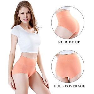 wirarpa Women's 4 Pack Cotton Underwear High Waisted Briefs Ladies Panties Underpants Green Orange Red Purple XX-Large