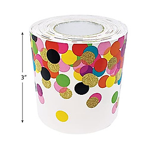 Teacher Created Resources Confetti Straight Rolled Border Trim - 50ft - Decorate Bulletin Boards, Walls, Desks, Windows, Doors, Lockers, Schools, Classrooms, Homeschool & Offices