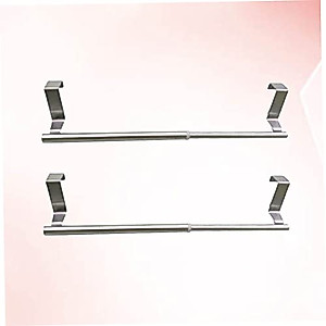 HOOTNEE 2pcs Stainless Steel Rack Towel Holder Over Cabinet Towel Rack Towel Stand Towel Racks Towel Hanger Over Cabinet Towel Storage Rack Kitchen Towel Hanger Bath Towel Rod Silver