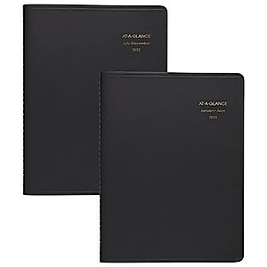 AT-A-GLANCE 2023 Daily Eight Person Appointment Book, Quarter-Hourly, 8-1/2" x 11", Large, Black, 2 Volume Set (7021271)